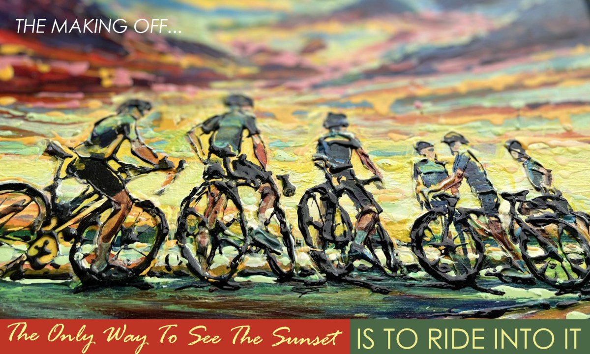 Cyclists Riding Into Sunset – The Process Of Painting in 4 Steps – Gosh ...